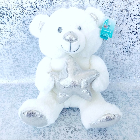 Hug Me | Toys | Sale Nwt Star Bear Soft White Silver Glam Bear | Poshmark